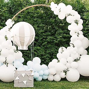 XIXIGOU 110 Pcs White Balloon Garland Arch Kit, White Balloons Different Sizes 18/12/10/5 Inch Matte White Latex Balloons for Baby Shower/Birthday Party/Graduation/Wedding Party Decoration
