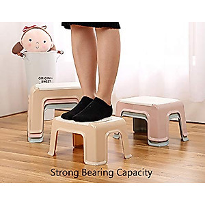 Plastic Stools Step Stool PP Plastic Seat Stools for Home, Office, Living Room Multifunctional Step Stool with Anti-Slip Pad Strong Bearing for Adults, Light Blue