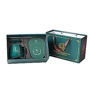 Lucky Smart Coffee Mug Warmer with (Ceramic) Cup (USB Cable) & Cup Warmer Set for Desk with Gravity Sensing Auto Shut Off Heating Plate for Home Office Milk Tea Christmas/St. Patrick's Day Gift