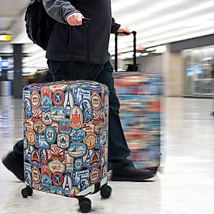 Explore Land Travel Luggage Cover Suitcase Protector Fits 31-32 Inch Case (Landmark Sticker, XL)