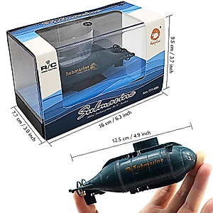 Tipmant Mini Remote Control Nuclear Submarine Toy RC Boat Electronic Water Kids Birthday Gifts (Blue)