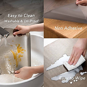 Shelf Liners for Kitchen Cabinets Refrigerator Liners Waterproof & Oil-Proof Cupboard Liner Non-Slip Drawer Mats EVA Non Adhesive Fridge Liner for Shelves Pantry Bookshlef Dresser 17.7 inches x 19.7FT