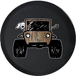 Funny Spare Tire Wheel Cover for Camper SUV Trailer Truck RV JP Thick PVC Leather | Paw Prints Wood Barn Country Black 33 Inch