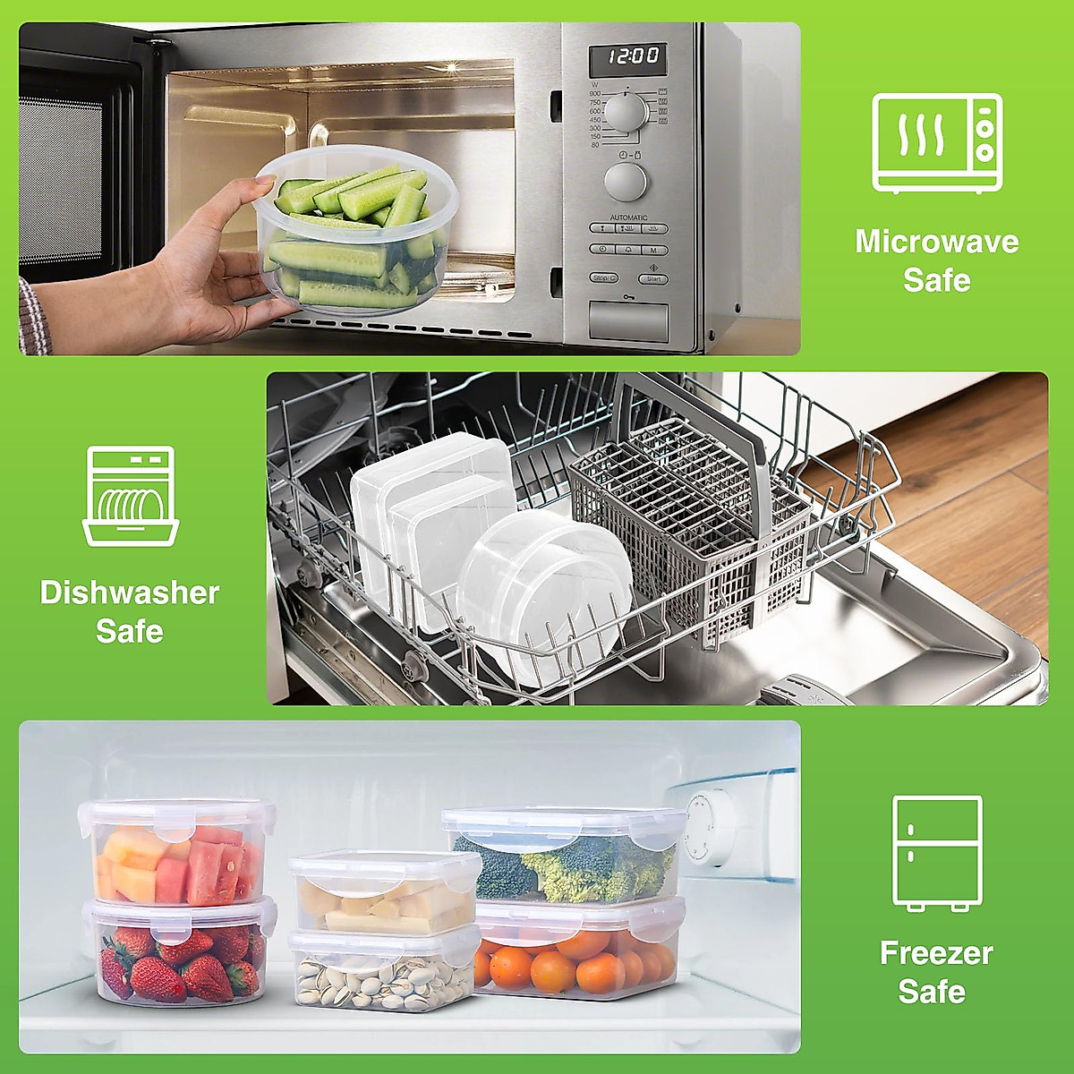 UULID 48 PCS Food Storage Containers with Lids (24 Containers & 24 Lids) Leakproof Reusable BPA Free Food Storage Containers Snap Lid plastic Meal Prep Containers locking Lids