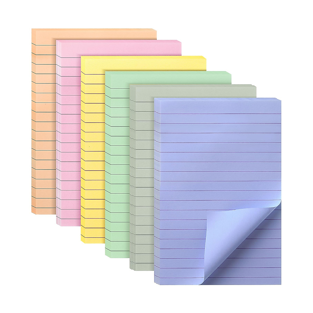 Mr. Pen- Lined Sticky Notes 4x6, 6 Pads, 45 Sheet/Pads, Morandi Colors, Sticky Notes with Lines, Sticky Note Pads, Sticky Pads, Sticky Notes Lined, Colorful Sticky Notes, Mr Pen Sticky Notes