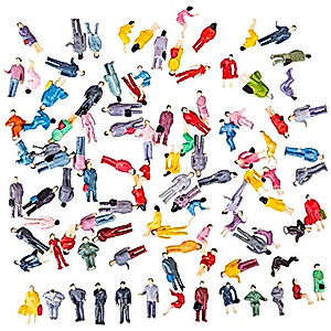 1:100 HO Scale Models People Set, Airlxf 100PCS DIY Resin Scale Figures Tiny People Sitting Mixed Painted Model People Colorful Seated Standing People Train Park Street Passengers Sitting Pose