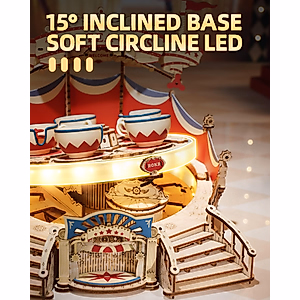 ROKR 3D Wooden Puzzles for Adults-LED Wooden Music Box Kits-Wood Model Kits to Build-3D Puzzles for Kids and Adults-Christmas STEM Toy Gifts