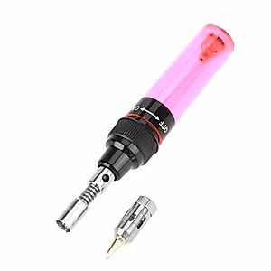 Portable Gas Soldering Iron Micro Torch Mini Welder Solder Welding Iron Pen Shaped Gas Torch Butane Heat Pen Pneumatic Temperature Adjustable Welding Tool 1300℃ 8ML(Rot)