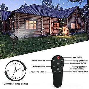 Syslux Christmas Snowfall Projector Lights, Indoor Outdoor Holiday Lights with Remote Control White Snow for Halloween Xmas Party Wedding Garden Landscape Decoration（Snow Spots）