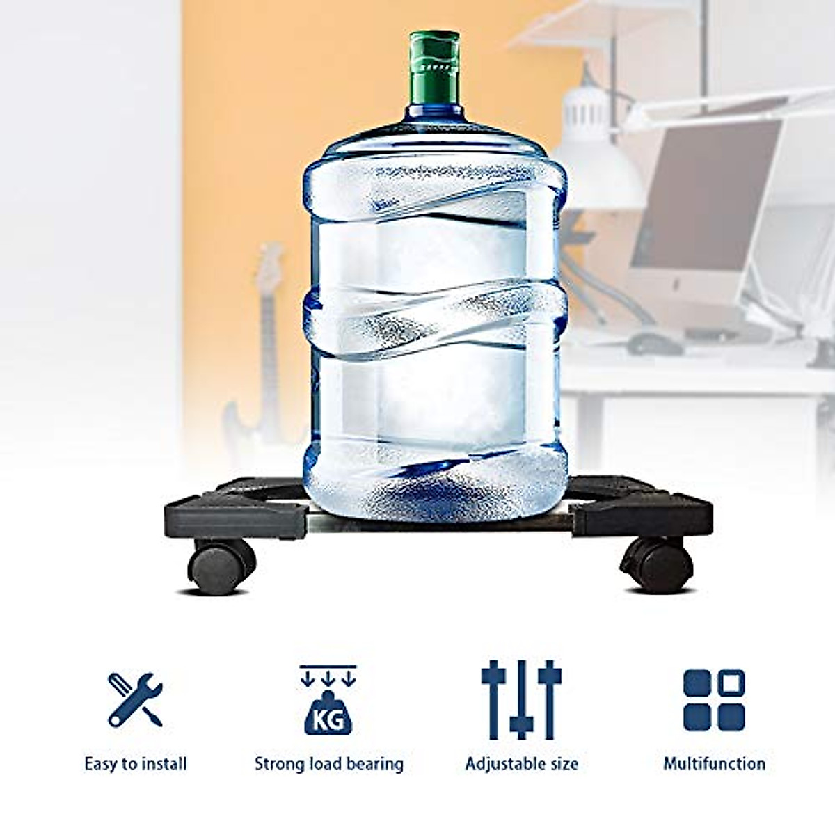 Liitrton Mobile CPU Stand Adjustable Computer Tower Stand with 4 Caster Wheels Fits Most PC (Black)