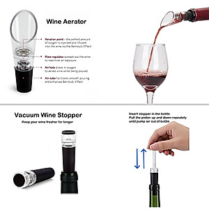 Electric Wine Opener Set with Base, Wine Accessories Set Including Rechargeable Corkscrew Wine Opener, Wine Aerator, Wine Stoppers and Foil Cutter, Perfect Wine Gifts for Wine Lovers