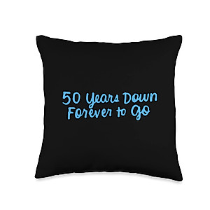 Happy 50th Wedding Golden Anniversary Gifts Store 50 Years Forever to Go for 50th Golden Wedding Anniversary Throw Pillow, 16x16, Multicolor
