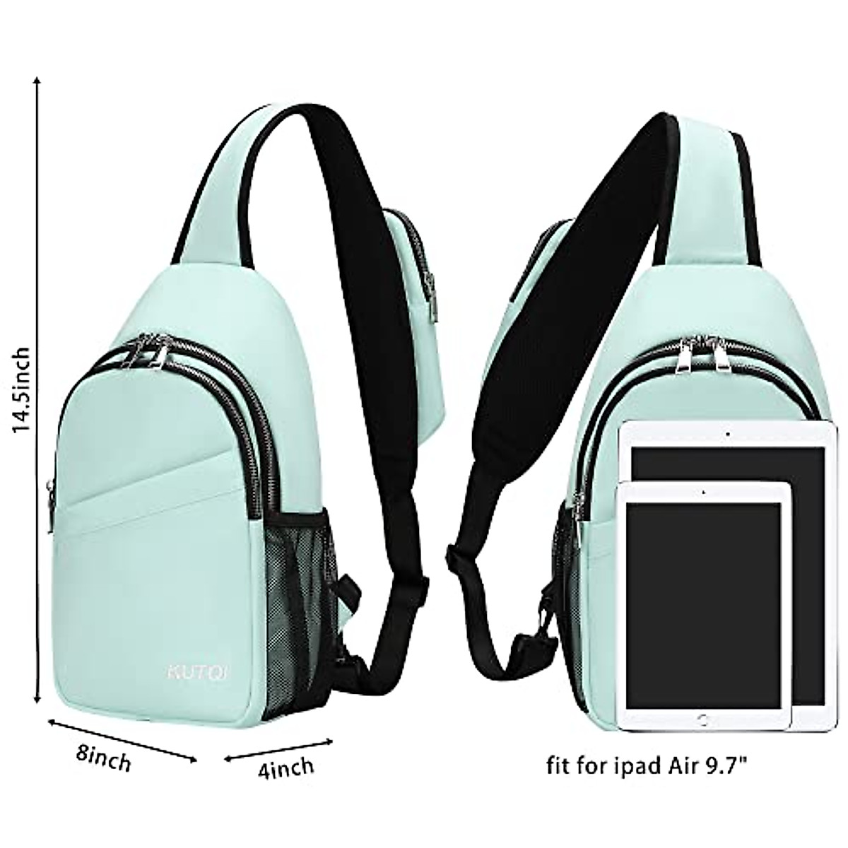 KUTQI Sling Backpack Crossbody Sling Bag for Women Travel Bag for Walking Shopping Day Trip（Light Blue）