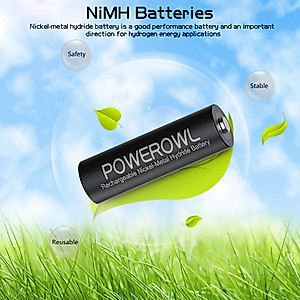 POWEROWL AA AAA Rechargeable Batteries, Pre-Charged High Capacity 2800mAh & 1000mAh 1.2V NiMH Battery Low Self Discharge, Pack of 16