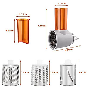 Stainless Steel Slicer Shredder Attachment for Kitchen Aid Stand Mixer, Food Slicer for Kitchen Aid Mixer, Cheese Grater Attachment, Salad Maker Accessory with 3 Cylinder Blades(Grey)