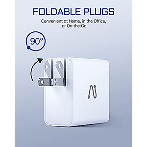 USB C Wall Charger, Aergiatech 60W PD 3.0 PPS GaN Charger, USB C Fast Charger Block Dual Port with Foldable Plug for MacBook Air, iPad Air/Pro, iPhone 13 Pro Max, Galaxy S22+/S22 Ultra, Pixel, White