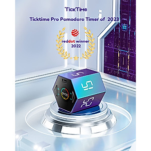 Ticktime Pomodoro Timer Clock, Productivity Timer Cube, ADHD Timer, Pause & Resume, Silent ...