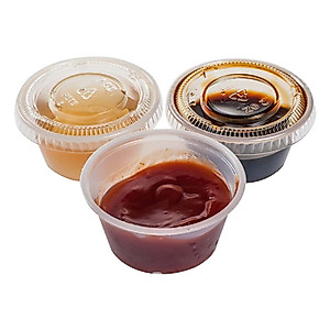 TashiBox 200 Sets - 2 Ounce Disposable Plastic Jello Shot Cups with Lids, Souffle Portion Container…