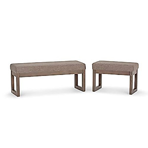 SIMPLIHOME Milltown 26 inch Wide Rectangle Ottoman Bench Fawn Brown Footstool, Linen Look Polyester Fabric for Living Room, Bedroom, Contemporary Modern