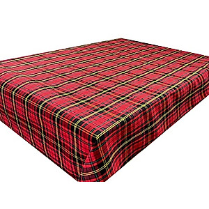 AMORNPHAN 60 Inch Plaid Scottish Traditional Pattern Tartan Motif Printed 100% Woven Cotton Fabric for Clothing Tablecloth Decorative Sewing Arts Crafts Upholstery and Home Accents for 1 Yard (Red)