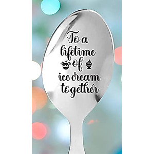 Weefair Ice Cream - Engraved Spoon Gift for Husband, Wife | Him, Her Birthday Anniversary Christmas Stocking Stuffer Lovers Dessert -7 Inches, Silver, WFR_LIFE-ICE21