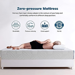 TMEOSK Queen Size Mattress, 12 inch Cooling-Gel Memory Foam Mattress in a Box, Breathable Bed Mattress for Cooler Sleep Supportive & Pressure Relief, Medium Firm Feel with Motion Isolating (Queen)