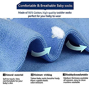 Tphon Kids Non Slip Toddler Boy Grip Socks 12 Pairs Anti Skid Sticky Socks for 3-5 Years Infants Baby Children