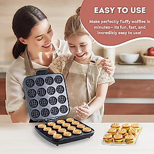 16 PCS Mini Waffle Maker Machine, Nonstick Waffles Iron Quick Heat-Up Surface, Simple & Easy Tiny Chaffle Baker for Home & Restaurants, Small Bites for Kids, Perfect for Breakfast, Desserts & Snacks