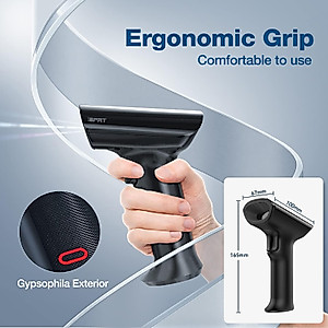 iDPRT Bluetooth 1D 2D QR Barcode Scanner, Wireless Barcode Scanner, Handheld UPC EAN Label Screen Reader with Dongle, Android Windows, USB Wired, Rechargeable for Retails Supermarket Warehouse Library