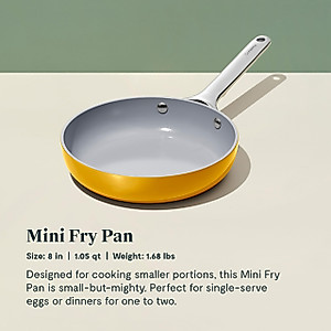 Caraway Mini Duo - Non-Stick Ceramic Mini Fry Pan (1.05 qt, 8") & Mini Sauce Pan (1.75 qt) - Non Toxic, PTFE & PFOA Free - Oven Safe & Stovetop Agnostic (Gas, Electric & Induction) - Marigold