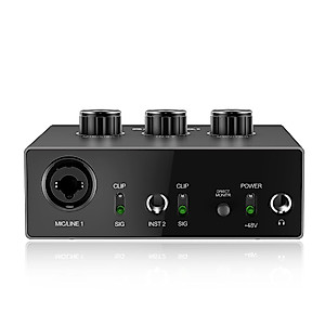 USB Audio Interface with 1x XLR/TRS 1x 1/4" 2X RCA USB, Black