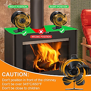 CHANGE MOORE Wood Stove Fan 60° Oscillating Large Size, 5 Blades Heat Powered Stove Fan, Silent Eco Stove Top Fans, Non Electric Fireplace Fan for Gas, Pellet, Wood Burning Stove