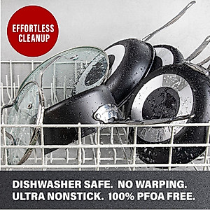 Granitestone 11" Shallow Square Frying Pan Nonstick Skillet, Scratchproof Diamond Infused Coating, No-warp Mineral-enforced Cookware Dishwasher Oven Safe PFOA-Free Kitchenware - As Seen On TV