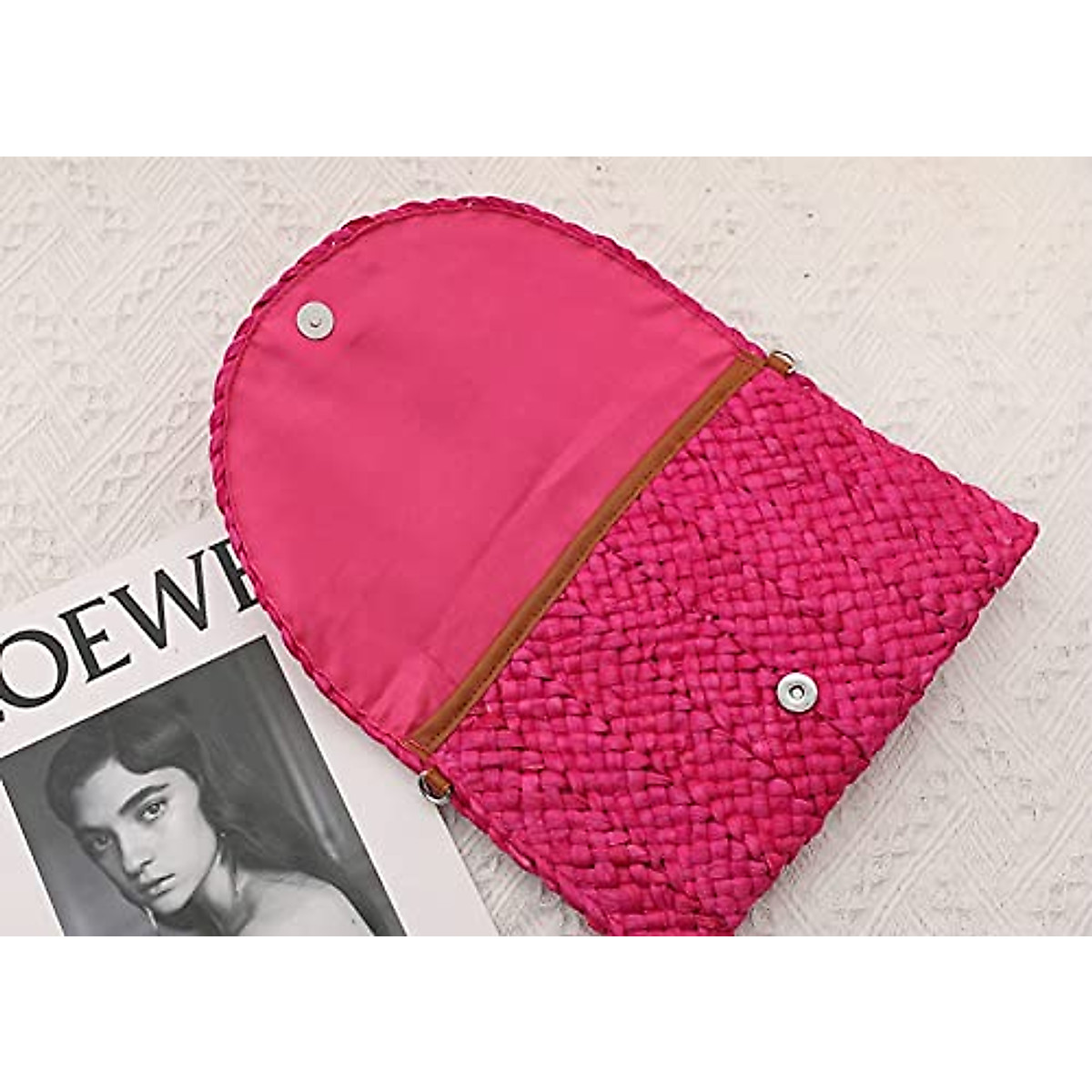 Solyinne Womens Woven Straw Clutch Bags Crossbody Shoulder Bag Straw Bag Satchel Purses Evening Envelope Wallet