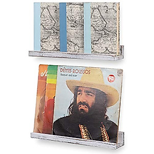 Rustic State Ted Wall Mount Narrow Picture Ledge Shelf Photo Frame Display - 17 Inch Floating Wood Shelves for Living Room Office Kitchen Bedroom Bathroom Décor - Washed White - Set of 2