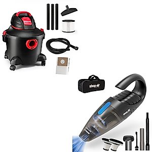 Shop-Vac 6 Gallon 3.0 Peak HP Wet Dry Vacuum+Shop·AIR Car Vacuum Cordless, Blue