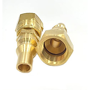 2pcs 1/4" Low Pressure Quick Contact Fittings Brass,RV Propane Contact Conversion Fittings for Gas Appliance Heater Grill Fire Pit and RV Quick Connect,1/4" Quick Key Connect Plug x 3/8" Female Flare