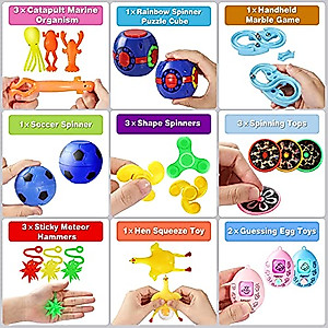 72 Pcs Fidget Toys Pack Party Favors for Kids Adults, Anxiety and Stress Relief Fidgets Sensory Toy Carnival Treasure Classroom Prizes Stocking Stuffers Treasure Box Pinata Goodie Bag Fillers