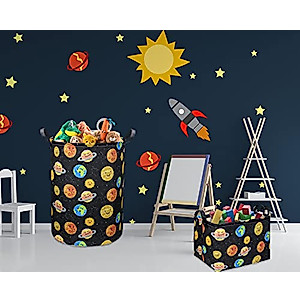 HIYAGON Kids Storage Basket Baby Boy Basket Gift Basket Empty Cute Toy Storage Bin Organizer Box Rectangular Room Decor for Home,Books(Planets)