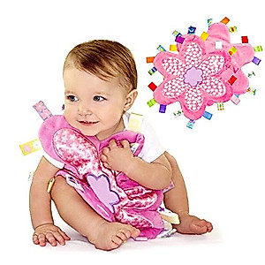 Colorful Baby Taggy Security Blanket Super Soft Appease Towel Cloth Toy Comfort Taggie Blankie with Satin Soothing Toy Pink Nursery Blanket,Best Shower Gift for Newborns Toddlers