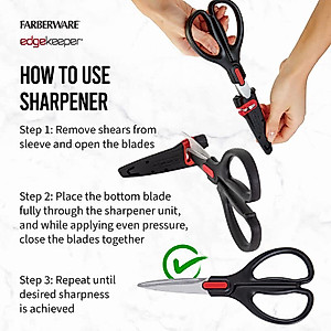 Farberware Purpose and Utility Shears with Edgekeeper Sheaths, Set of 2, 2 Piece Set, Black/Red