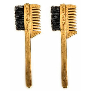 Pocket Sapling Mustache Brush & Comb (2-Pack) from Green Beard Grmng - Boar Bristle & Bamboo