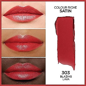L’Oréal Paris Colour Riche Original Creamy, Hydrating Satin Lipstick with Argan Oil and Vitamin E, Blazing Lava , 1 Count