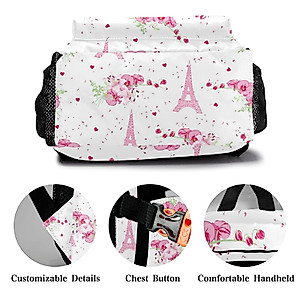 Liveweike Custom Kids Backpack,Romantic Pink Floral Personalized Kid's School Bookbags Bag for Gift Girl Boy Children