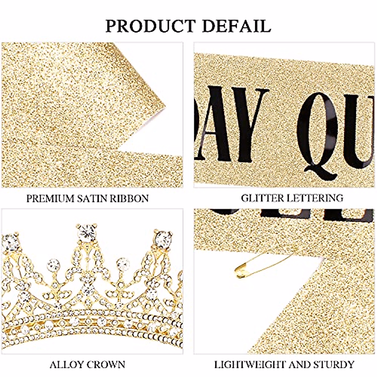 COCIDE Birthday Tiara and Crown for Women, Sash for Girls, Decorations Set, Rhinestone Crystal Hair Accessories for Birth Day Party Headband Cake Toppers