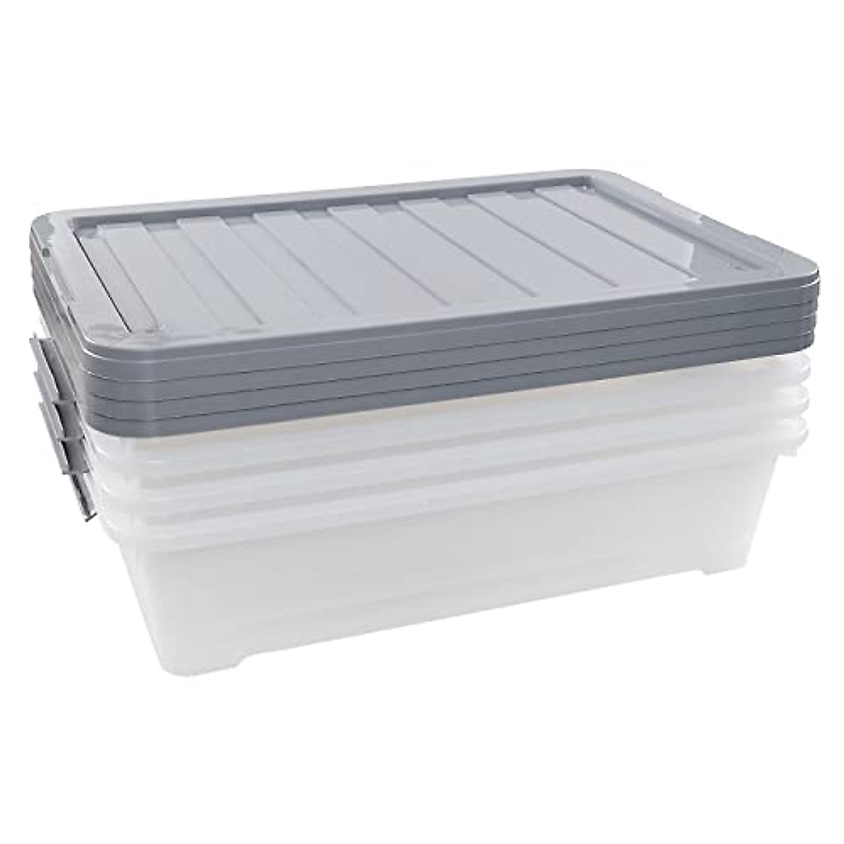 EudokkyNA 40 Quarts Under Bed Boxes with Lids and Wheels, Large Plastic Storage Box Bins Set of 4
