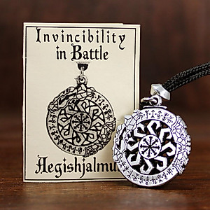 Pewter Invincibility in Battle Aegishjalmur Norse Viking Rune Pendant