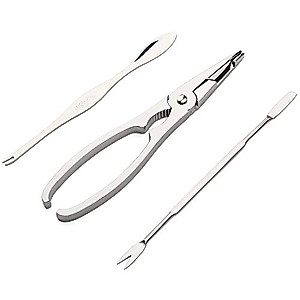 Lobster Crab Leg Cracker Seafood Tools and Nuts Pick Forks Set includes 2 Crab Lobster Cracker 6 Stainless Steel Forks - Shellfish Lobster Crab Leg Shell (Seafood Tools)
