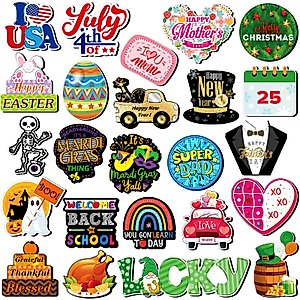 Flutesan 24 Pcs Holiday Magnets St. Patrick's Day Refrigerator Magnets Seasonal Easter Day Fridge Magnets Welcome Back to The School Magnets Festival Fridge Dishwasher Car Magnet