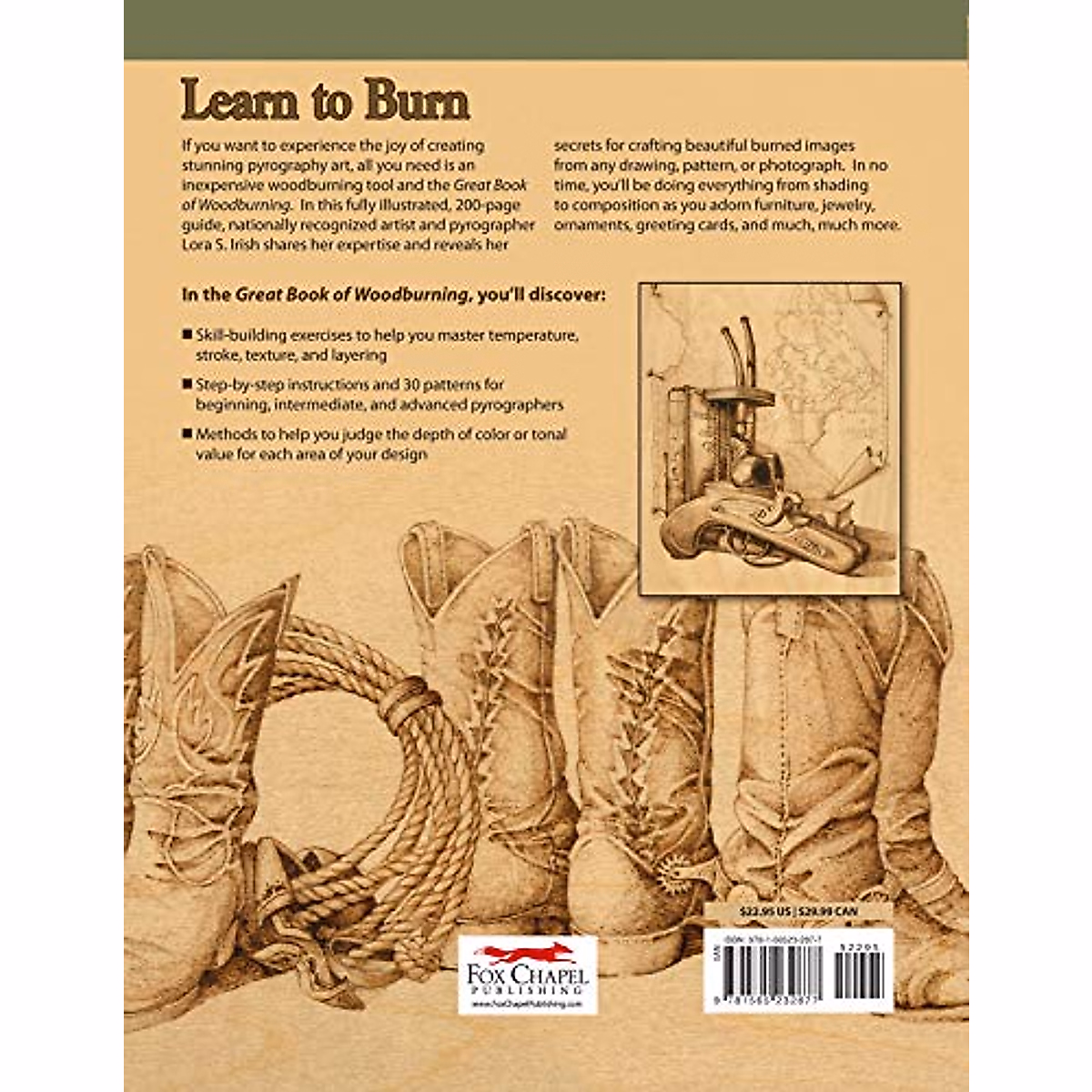 Great Book of Woodburning: Pyrography Techniques, Patterns and Projects for all Skill Levels (Fox Chapel Publishing) 30 Original, Traceable Designs and Step-by-Step Instructions from Lora S. Irish